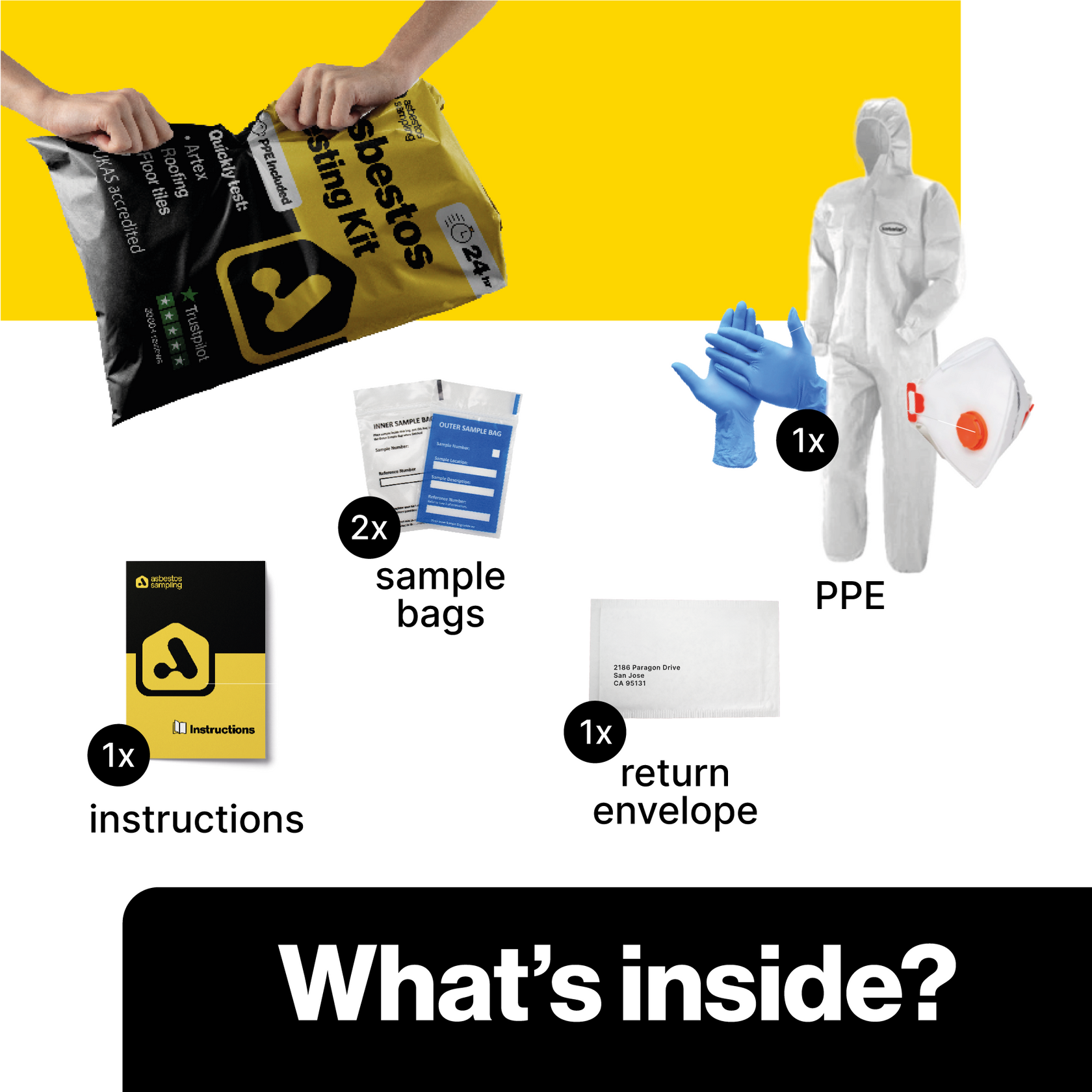 Asbestos Test Kit with PPE & 72hr NVLAP Lab Fee – Asbestos-Sampling.com